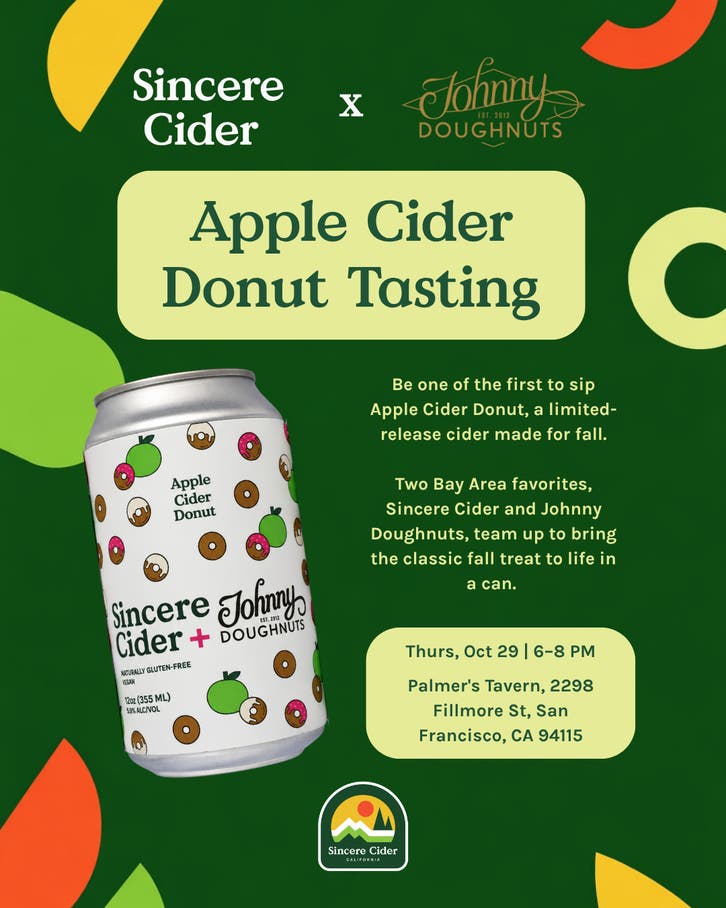 Oct 29 | Sincere Cider x Johnny Doughnuts: Apple Cider Donut Tasting at ...