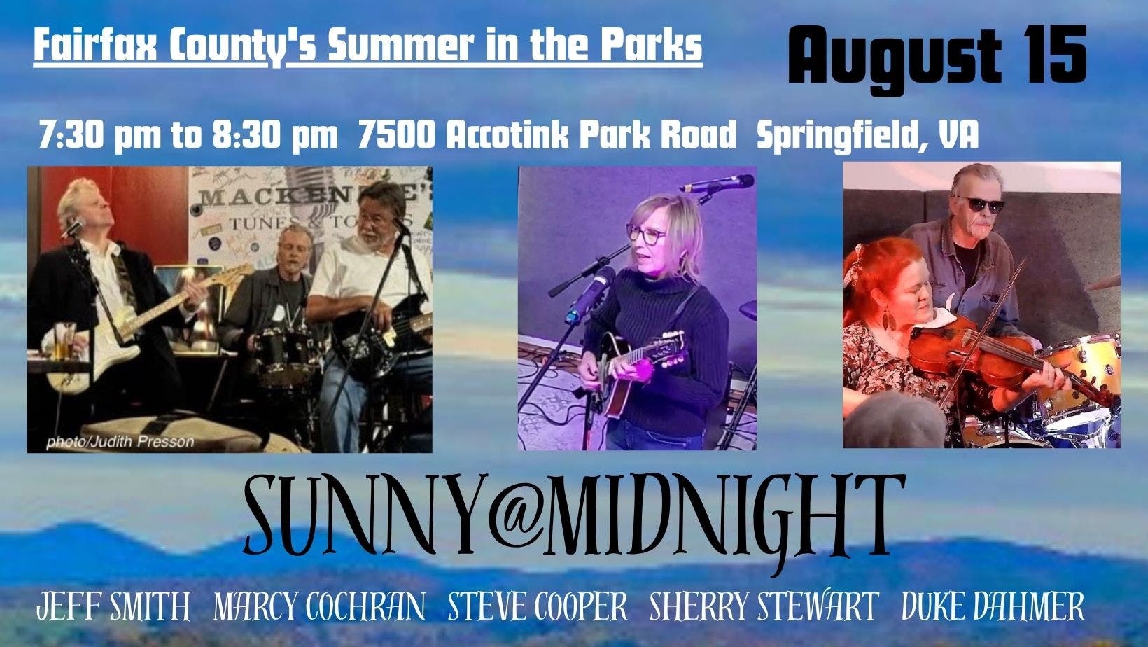Aug 15 | Free concert by Sunny@Midnight this Friday at Lake Accotink ...