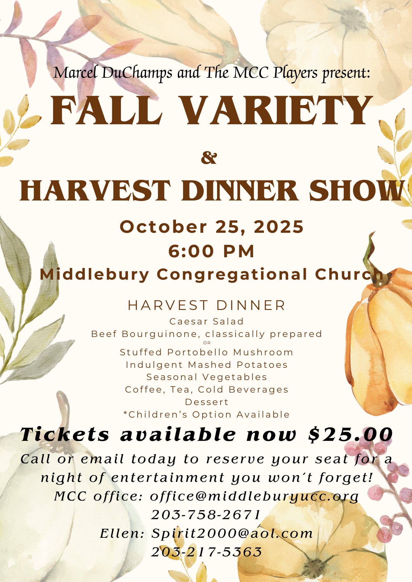 Oct 25 | Fall Variety & Harvest Dinner Show | Woodbury, CT Patch