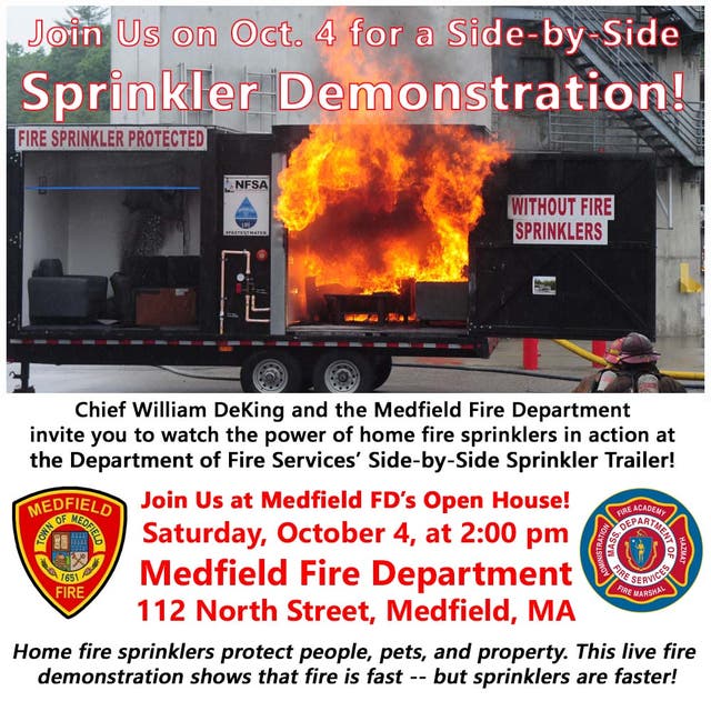 During the MFD Open House, At 2pm Conduct Live Fire Sprinkler ...