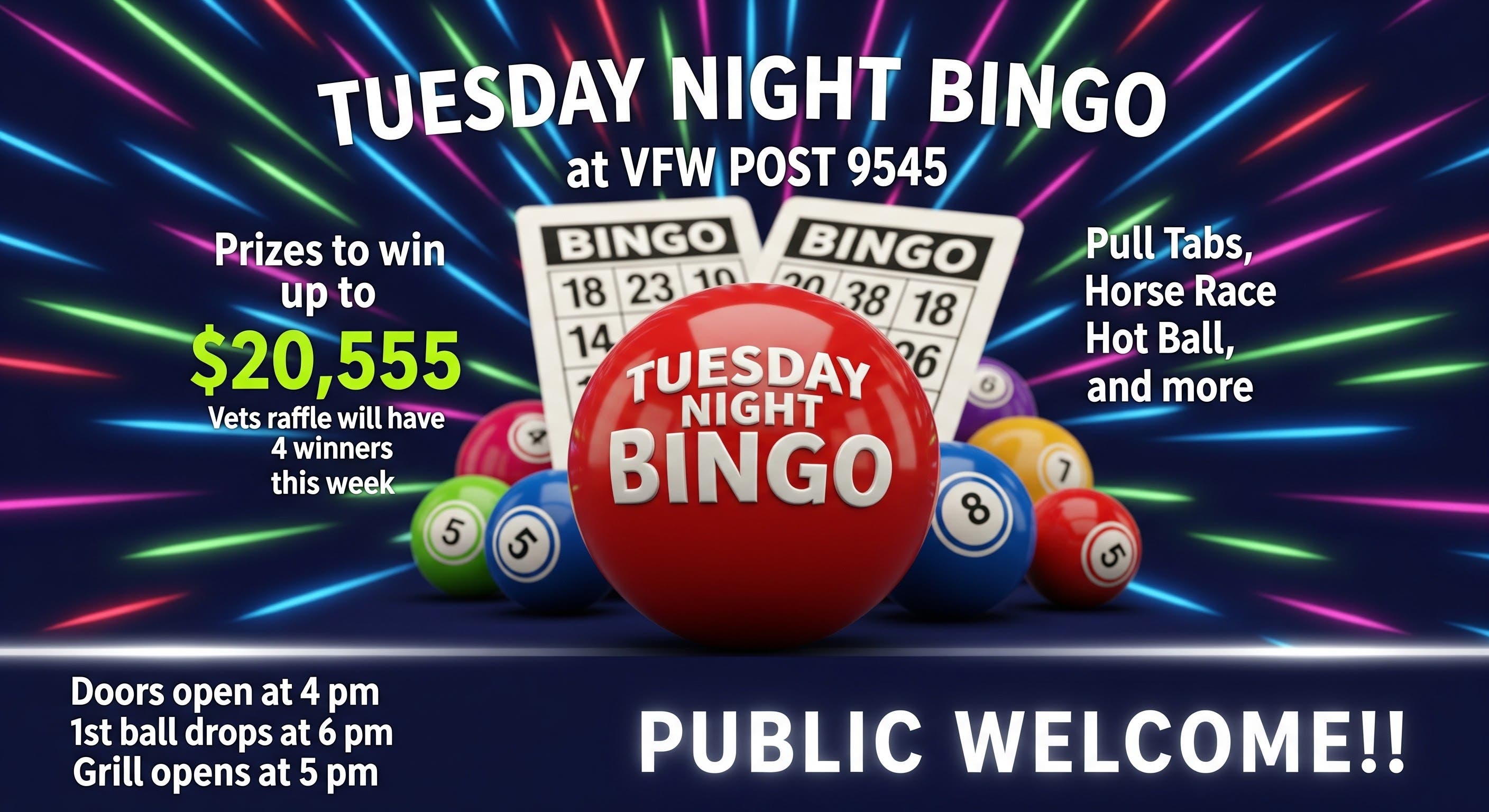 Feb 24 | NL VFW Tue Bingo Up to $20,555 in Prizes -Vets Raffle-4 ...