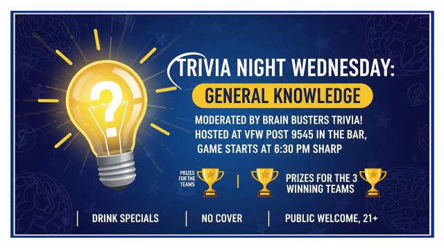 May 20 | NL VFW Trivia Night Wednesday in the Bar "General Knowledge ...