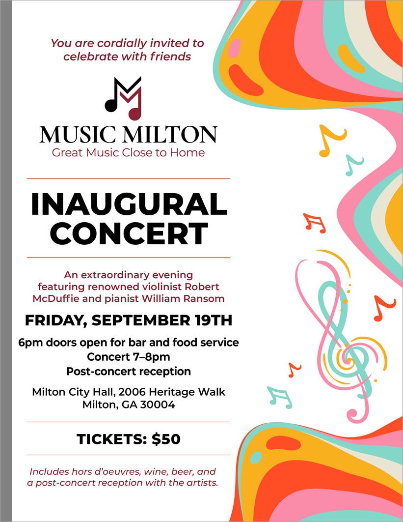 Sep 19 | Music Milton's Inaugural Concert with Violinist Robert ...