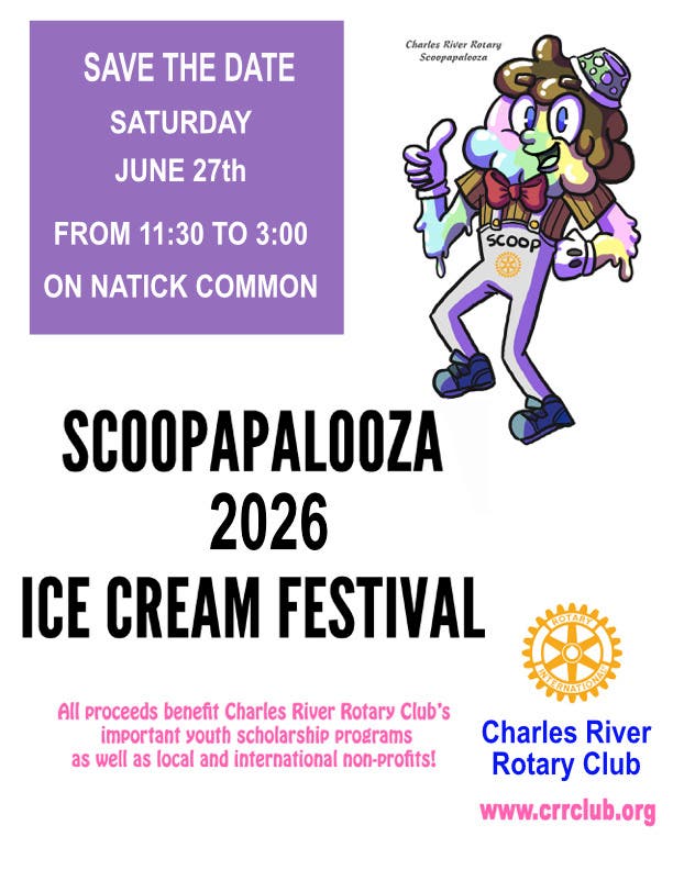 Jun 27 | Charles River Rotary Scoopapalooza 2026 Ice Cream Fundraiser ...