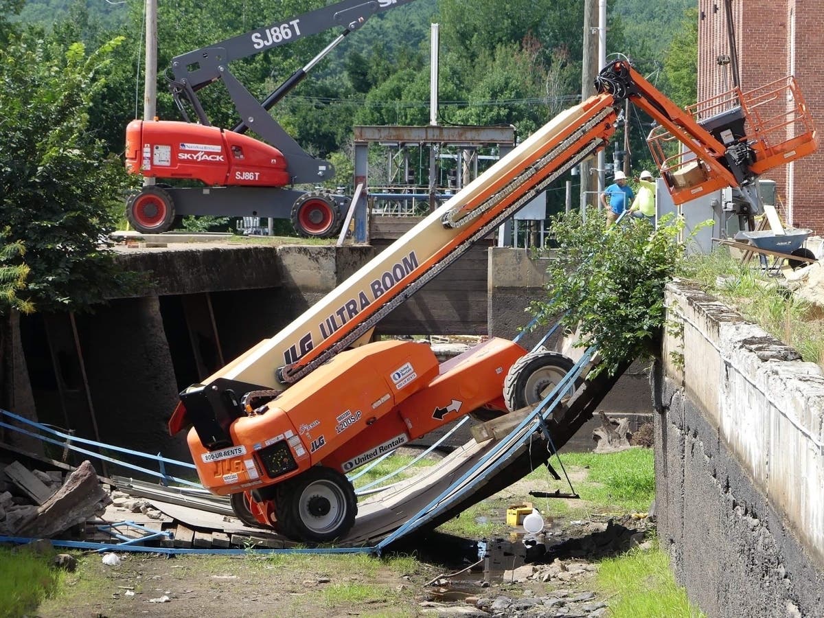 Bridge Collapses, Boom Truck Falls Into Canal In Allenstown: Watch ...