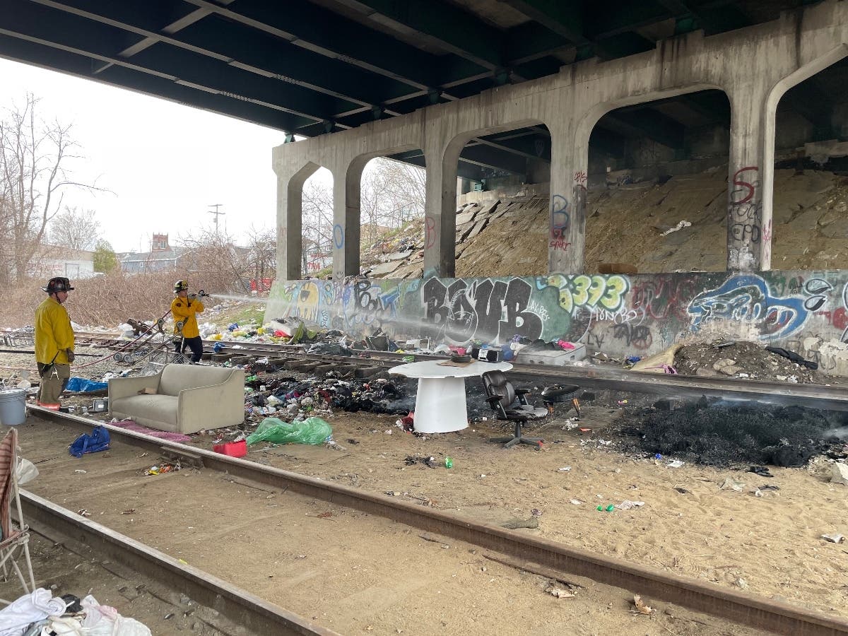 Concord Fire Extinguishes Fire At Homeless Camp Under I-393: Watch ...