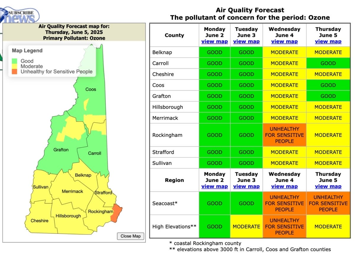 Air Quality Action Day Alert Issued For New Hampshire's Seacoast ...