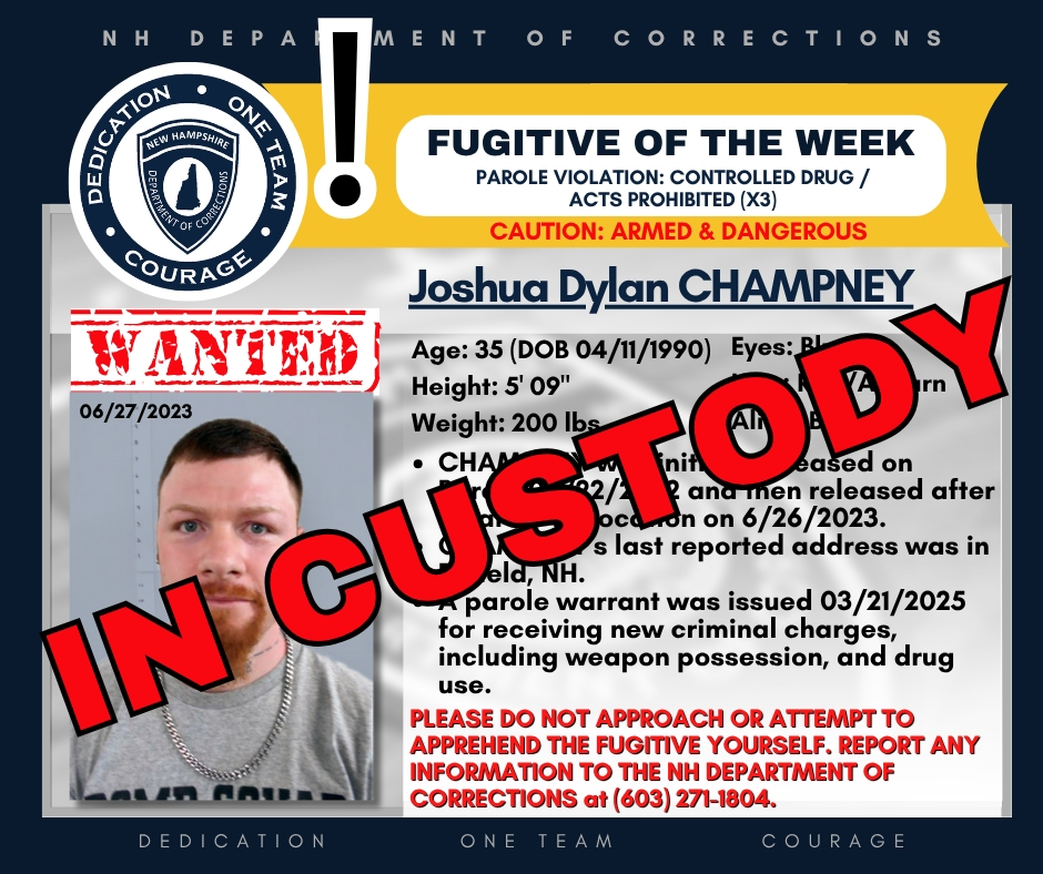 New Hampshire Corrections Fugitive From April Accused Of Possessing Gun ...