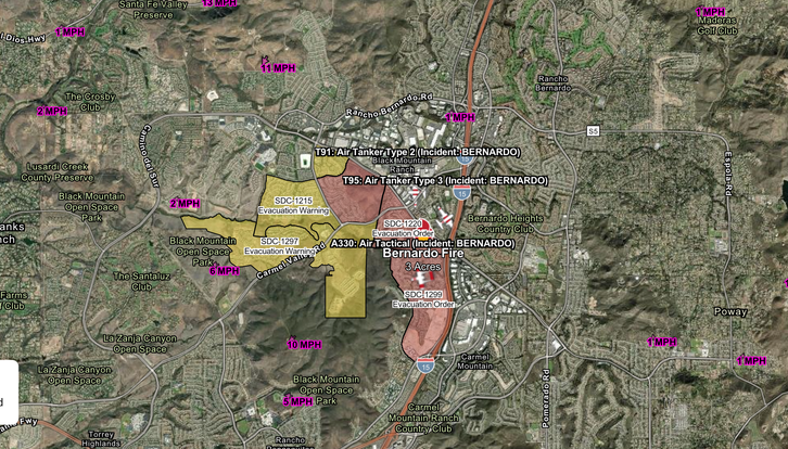 San Diego Fire: See Bernardo Fire Perimeter, Evacuation Areas | San ...