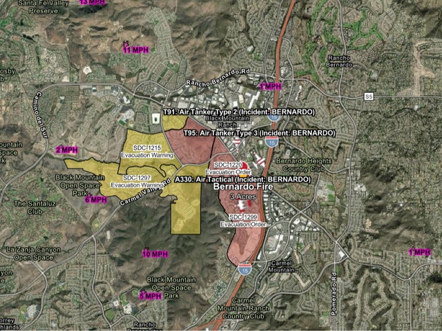 San Diego Fire: See Bernardo Fire Perimeter, Evacuation Areas | San ...
