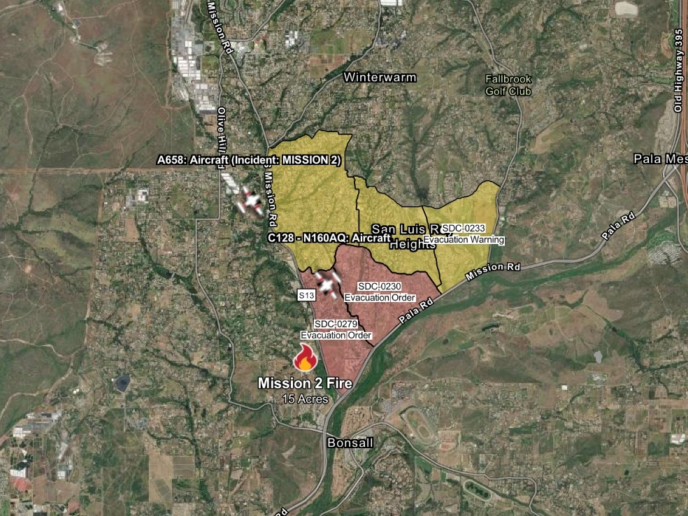 Bonsall Fire Map: See Mission 2 Fire Perimeter, Evacuation Areas ...