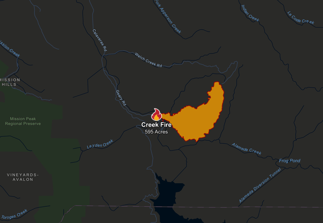 Creek Fire In Sunol Grows To Nearly 600 Acres, Evacuations Ordered ...