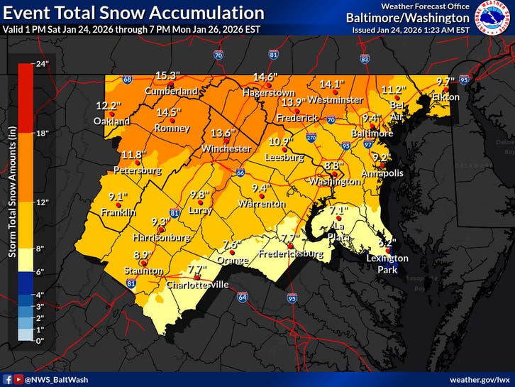 Update Issued For VA Winter Storm: See Latest Timing, Snow Totals ...