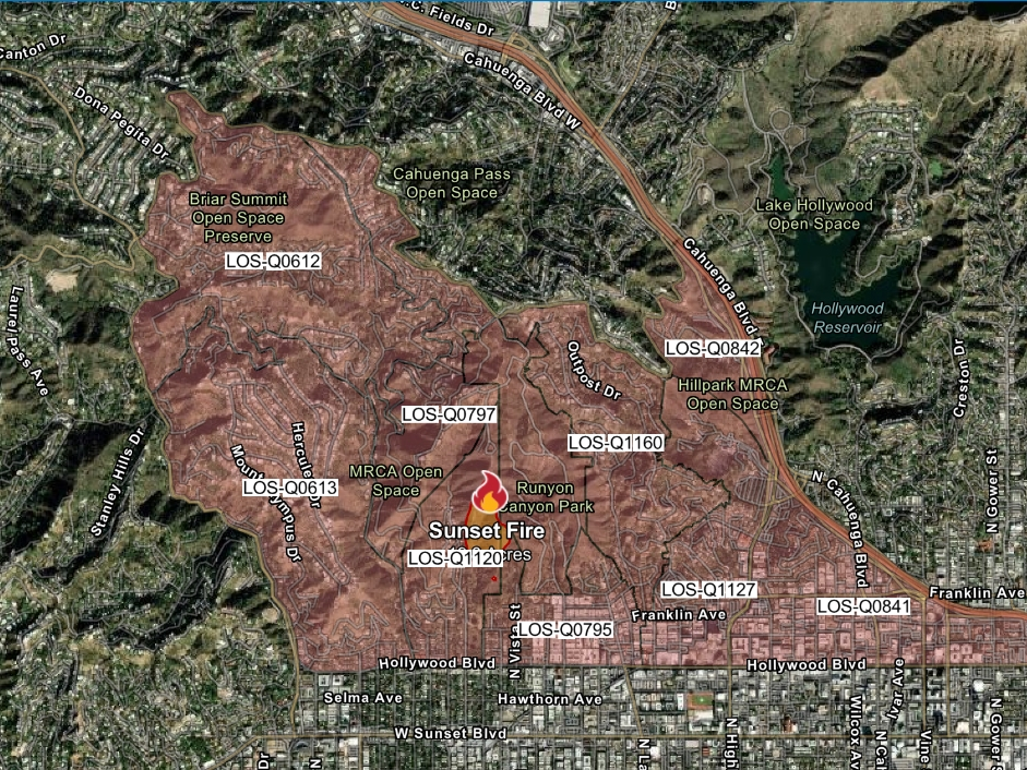 Hollywood Hills Fire Map: See Sunset Fire Perimeter, Evacuation Areas ...