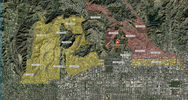 Hollywood Hills Fire Map: See Sunset Fire Perimeter, Evacuation Areas ...