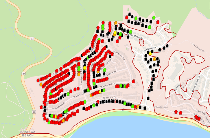 Map Of Homes Destroyed In Palisades Fire | Pacific Palisades, CA Patch