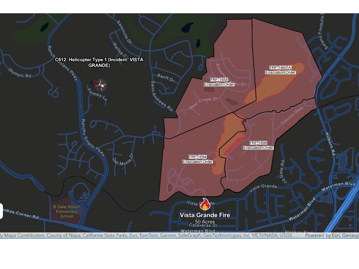 Fairfield Fire Map: See Vista Grande Fire Perimeter, Evacuation Areas ...