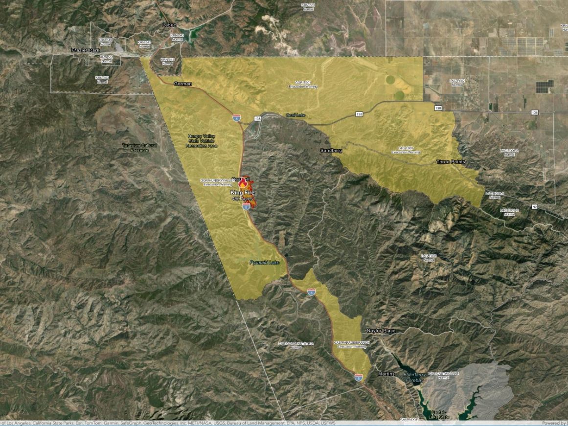 Gorman Fire Map: See King Fire Perimeter, Evacuation Areas | Los ...