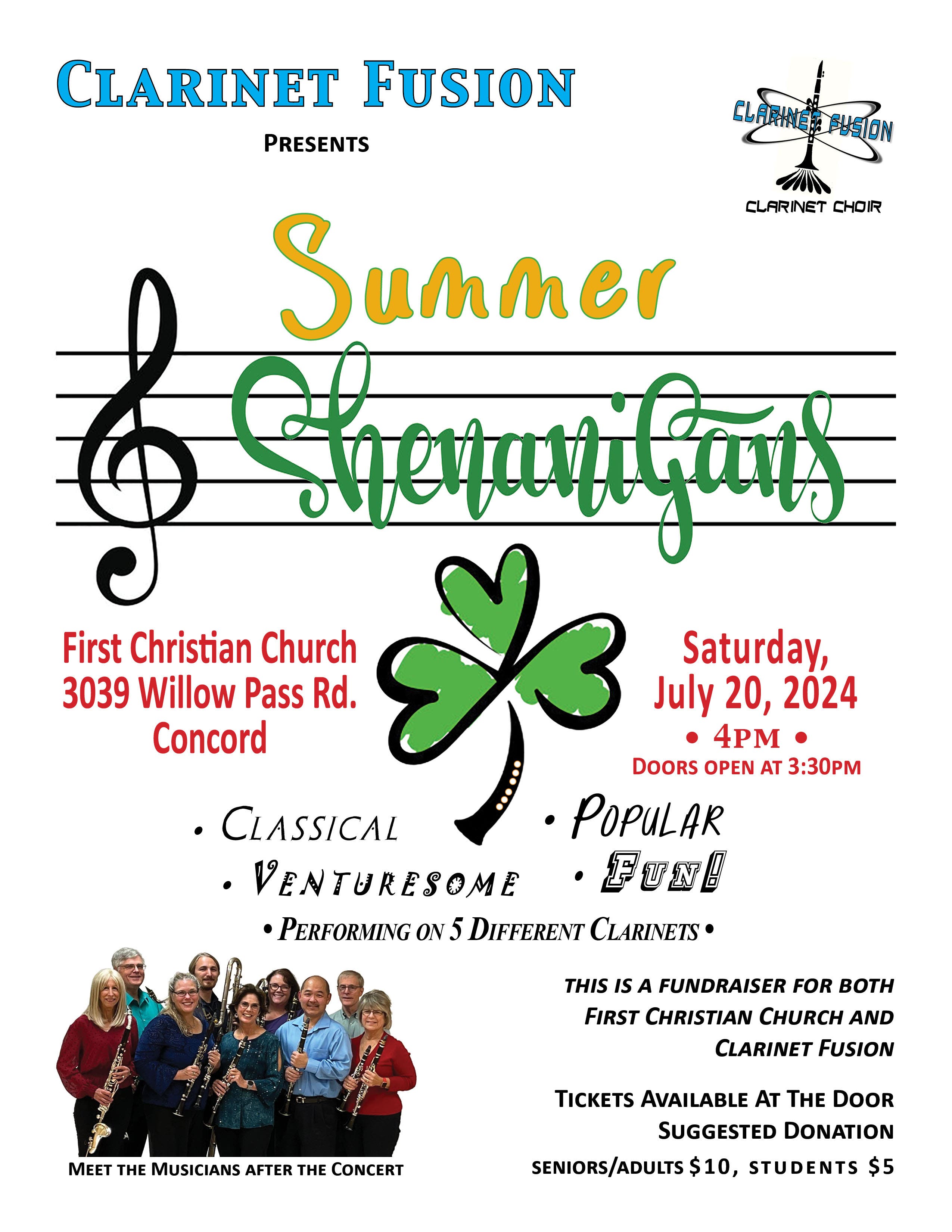 Jul 20 | CLARINET FUSION Summer Concert 2024: Concord | Walnut Creek ...