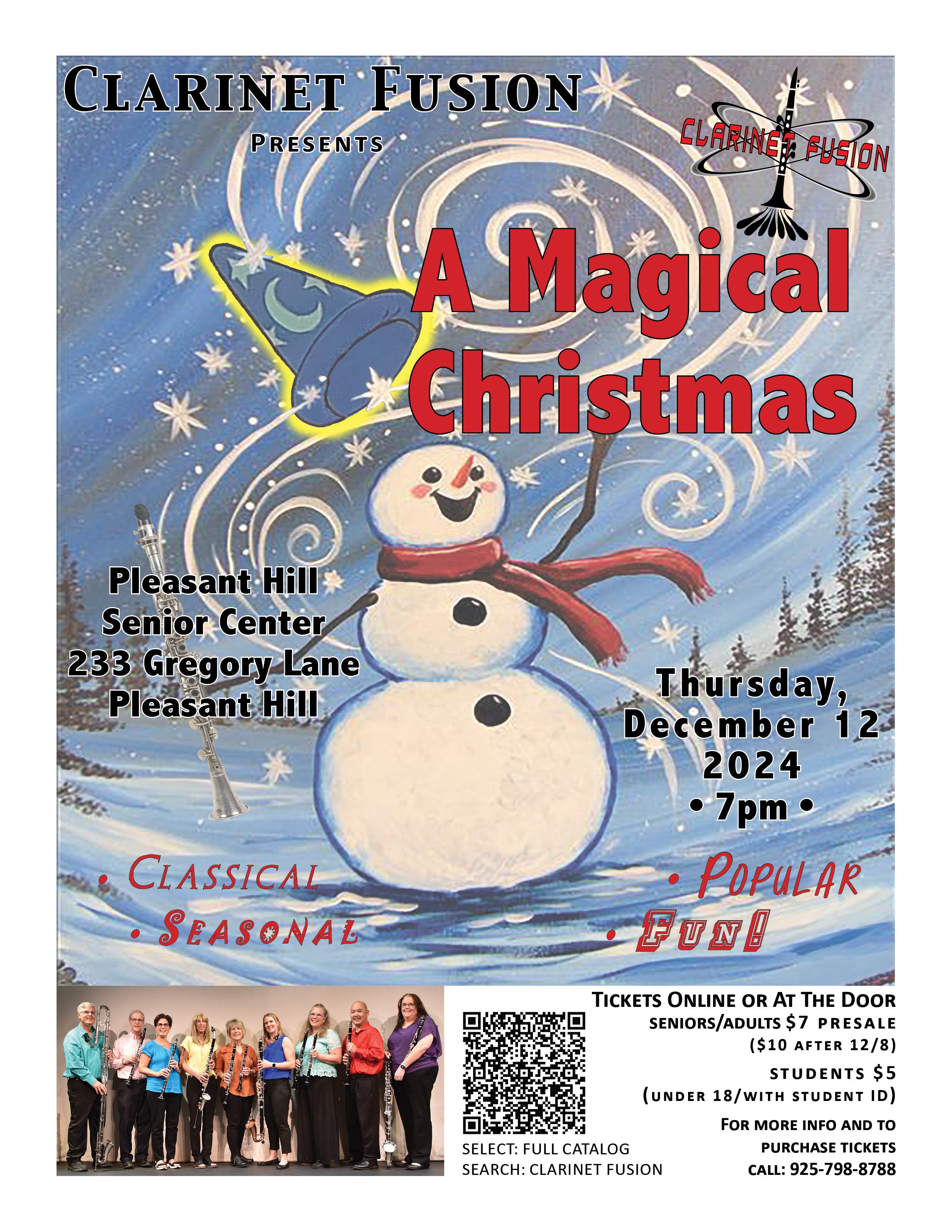 Dec 12 | CLARINET FUSION Holiday Concert 2024: Pleasant Hill | Walnut ...