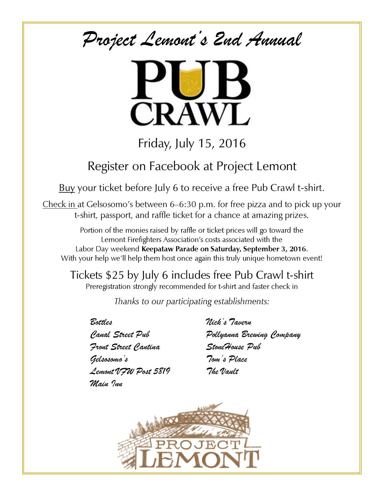 Project Lemont's Annual Pub Crawl is Back | Lemont, IL Patch