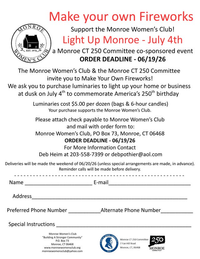 May 23 | “Light Up Monroe” – July 4, 2026 | Monroe, CT Patch