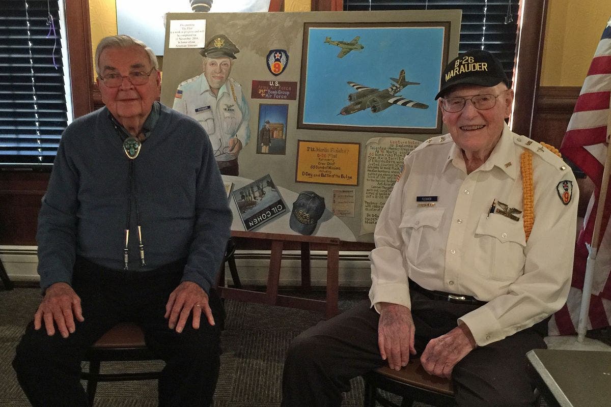 Marty Fleisher, WWII B-26 Pilot, talks to AFA with Lt Col Bob Vaucher ...