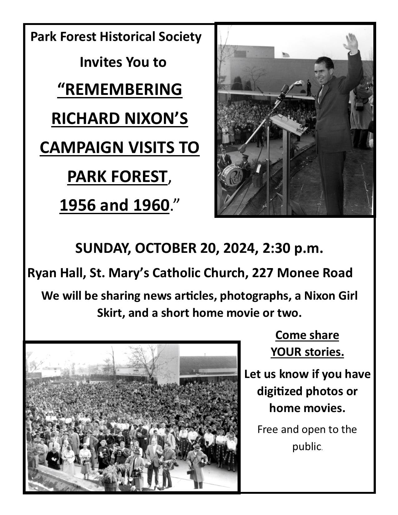 Oct 20 | “"Remembering Richard Nixon’s Campaign Visits to Park Forest ...