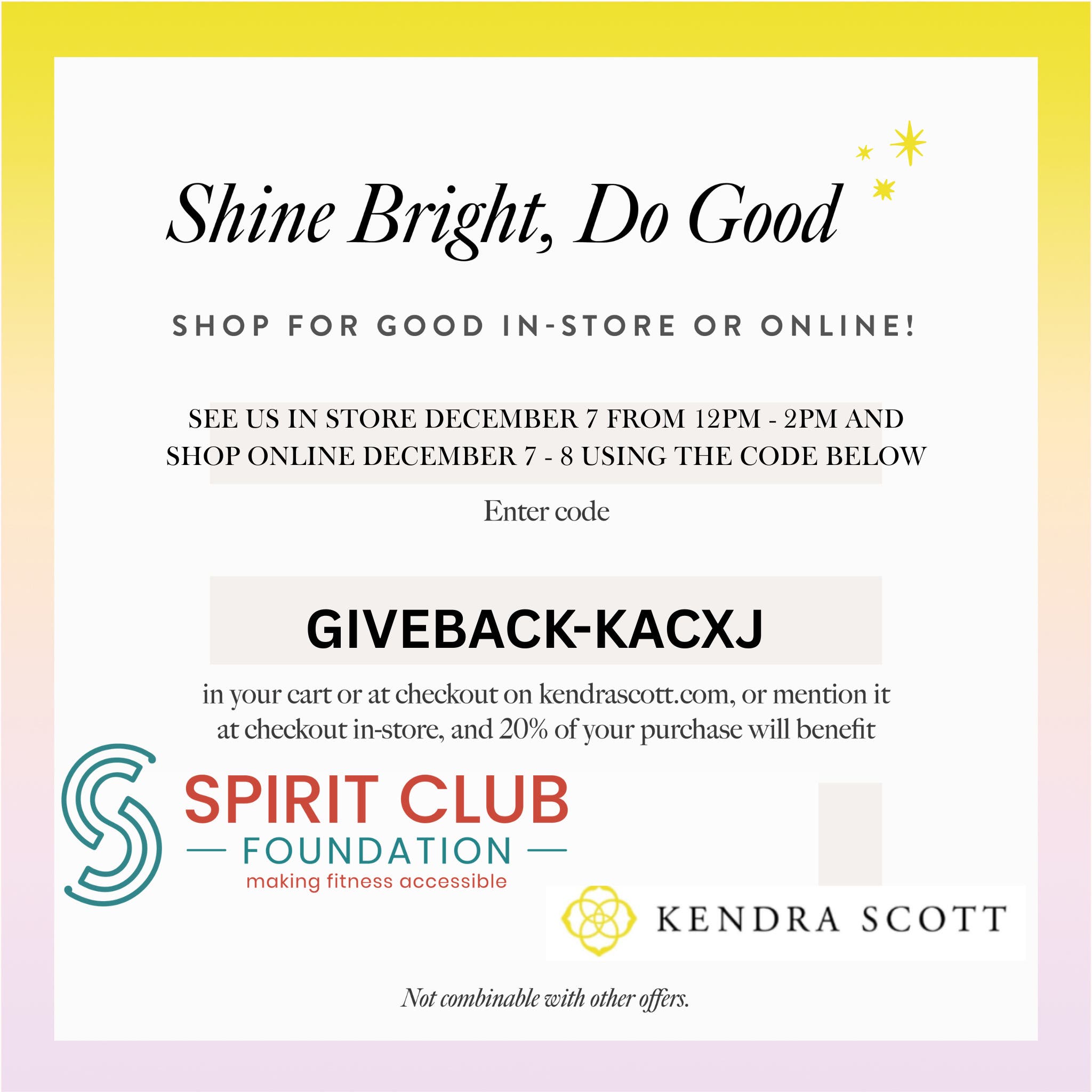 Dec 7 | Shop for Good at Kendra Scott to benefit Spirit Club Foundation ...